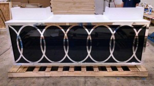 An example of a Laser Cut Mirrored Acrylic Display Counter